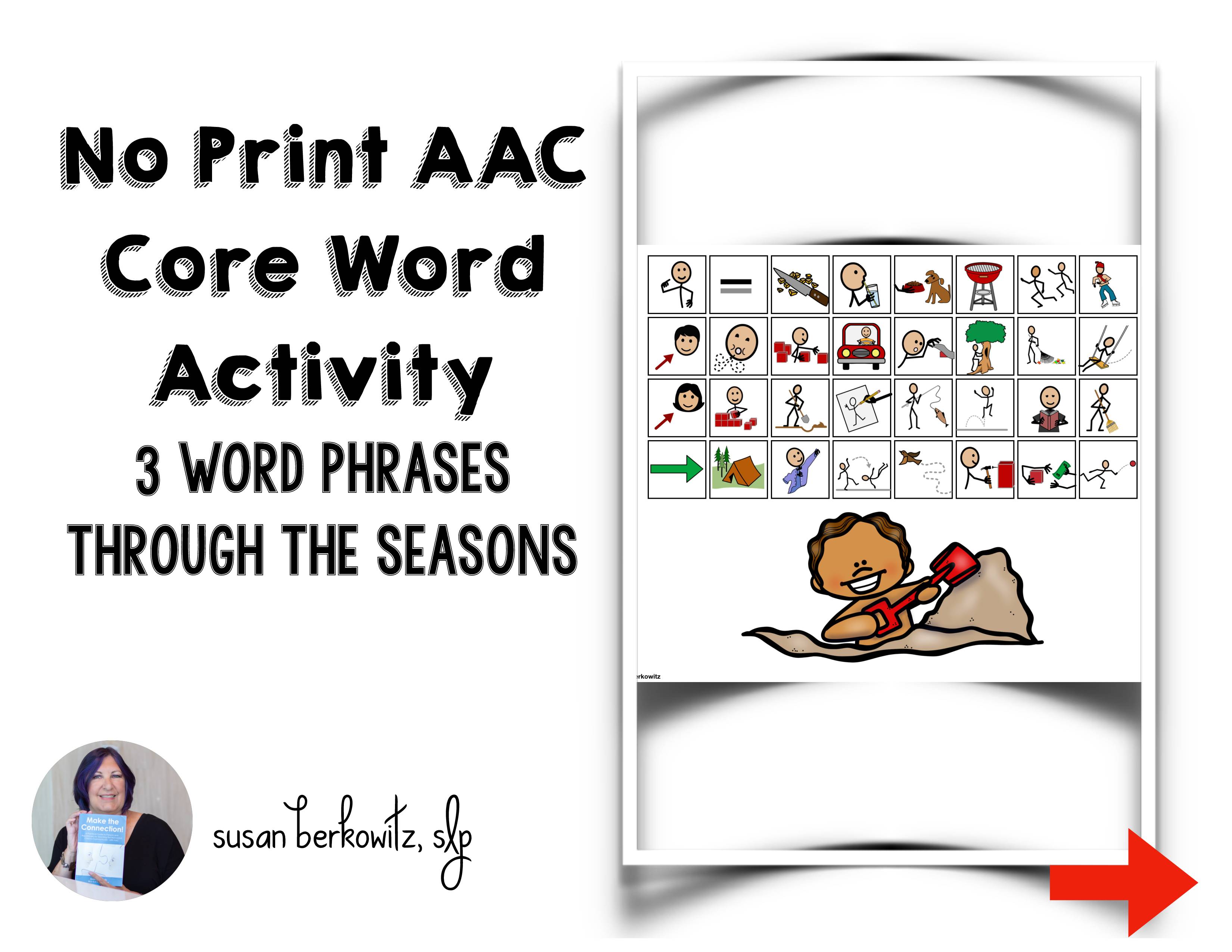 AAC Core Vocabulary Activities No Print | Seasons Phrases Speech ...