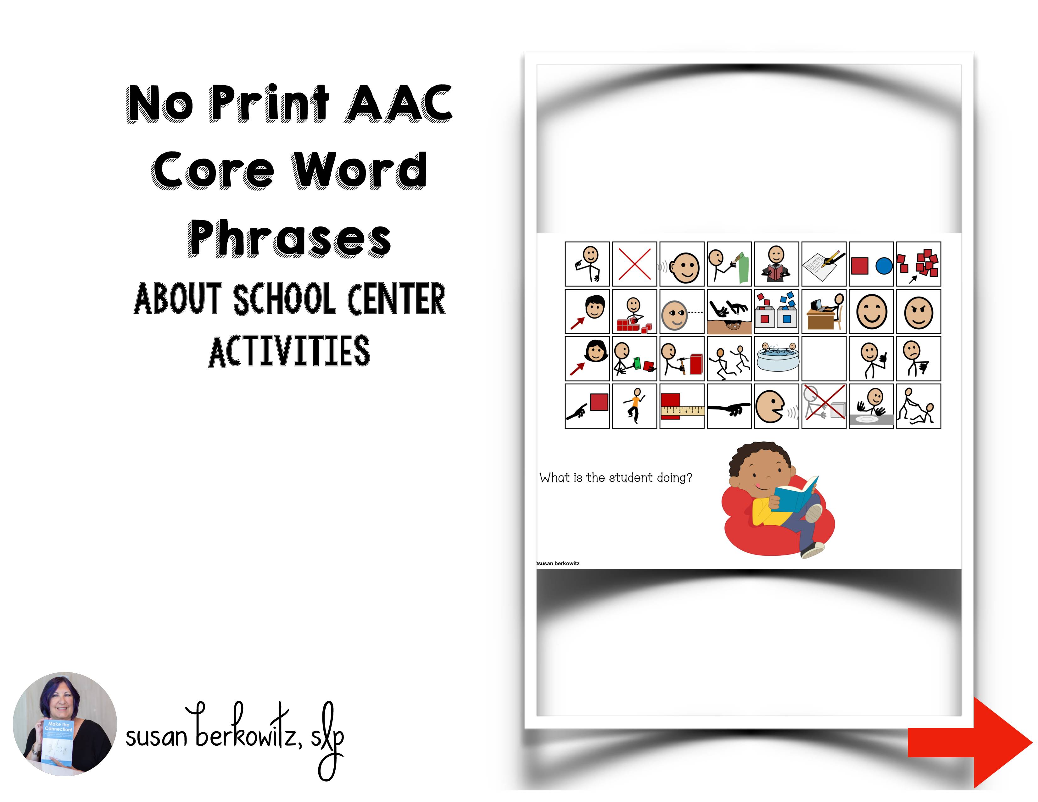 no print aac core word phrases about school center activities - pdf ...