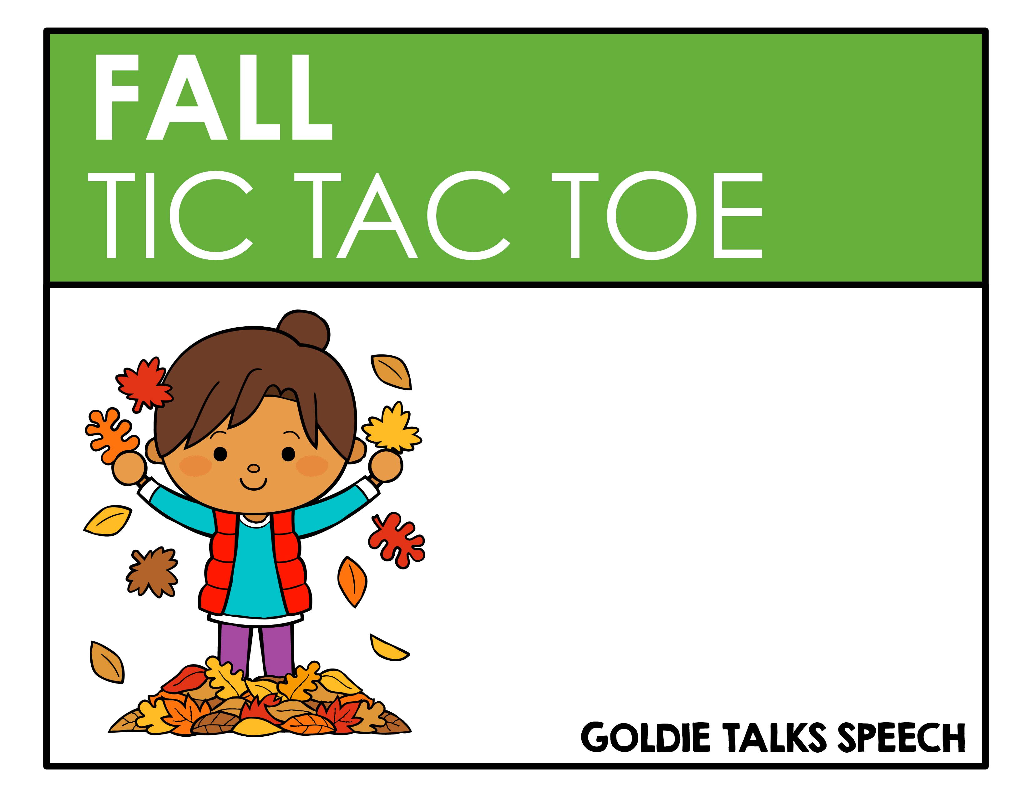 Fall Articulation Tic Tac Toe Games - pdf - by Goldie Talks Speech - TrE