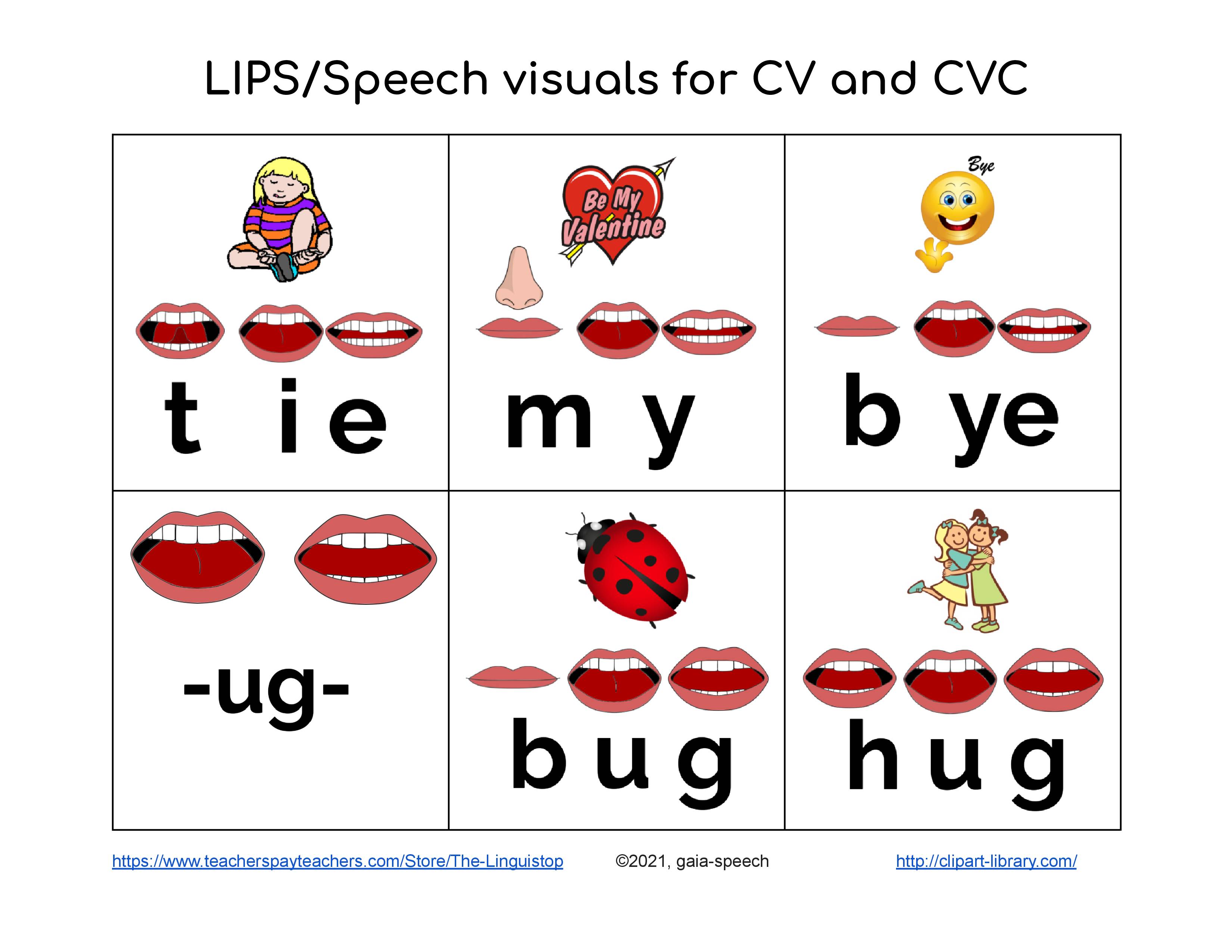 LIPS/Speech visuals for CV, VC, and CVC - pdf - by Gaia Speech - TrE
