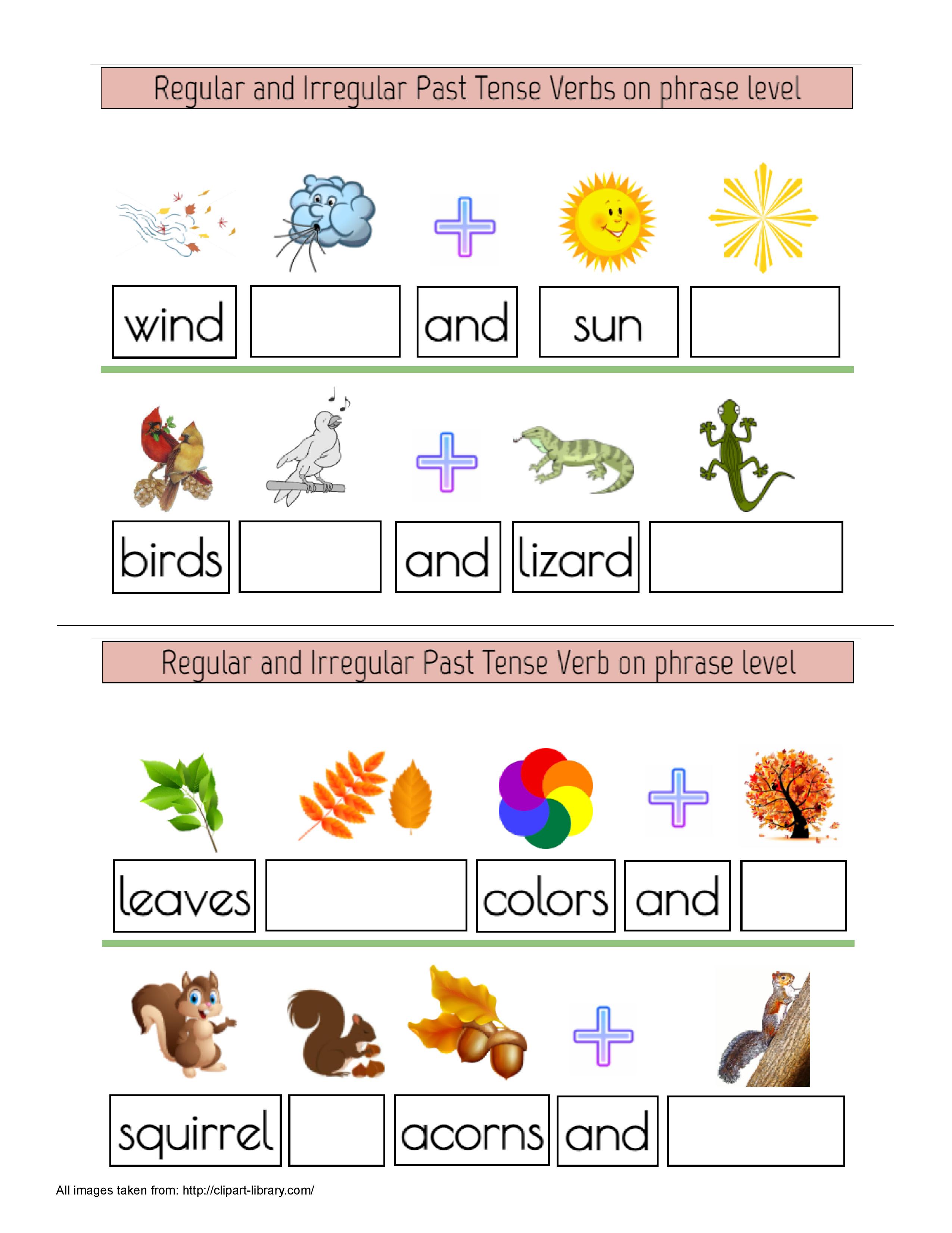 PHRASES: Regular and Irregular Plurals and Past Tense Verbs - pdf - by ...