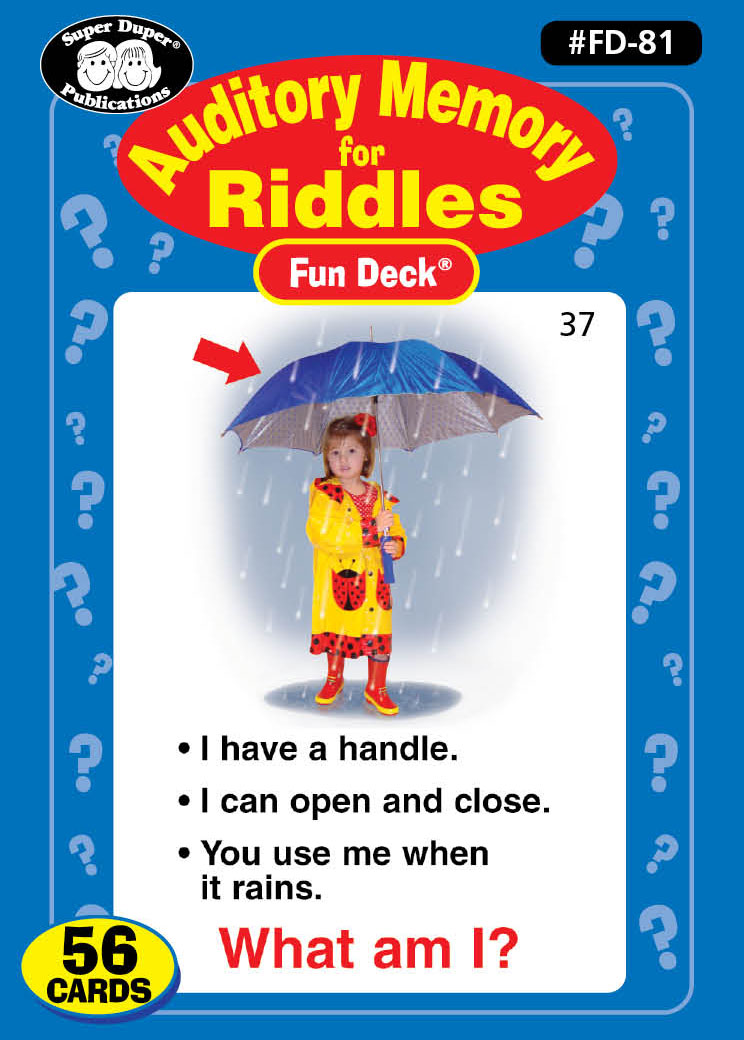 Auditory Memory for Riddles Fun Deck - cards - by Super Duper ...